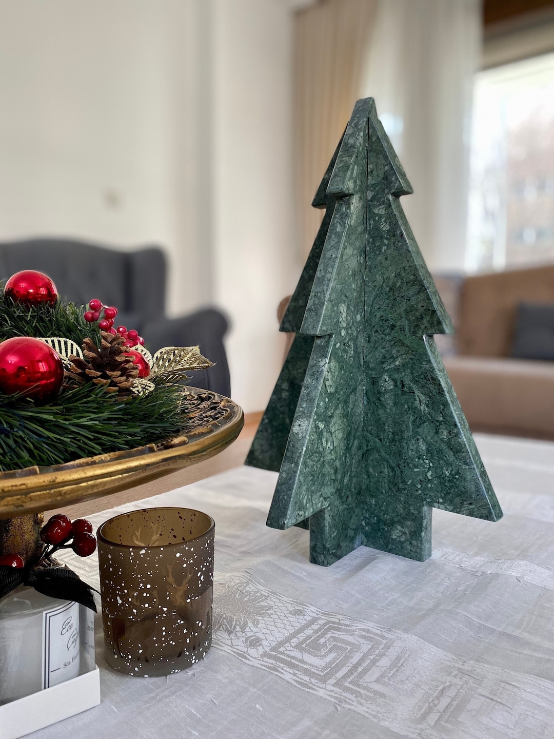 Green Marble Tree, Marble Christmas Tree, Living Room Decoration ...