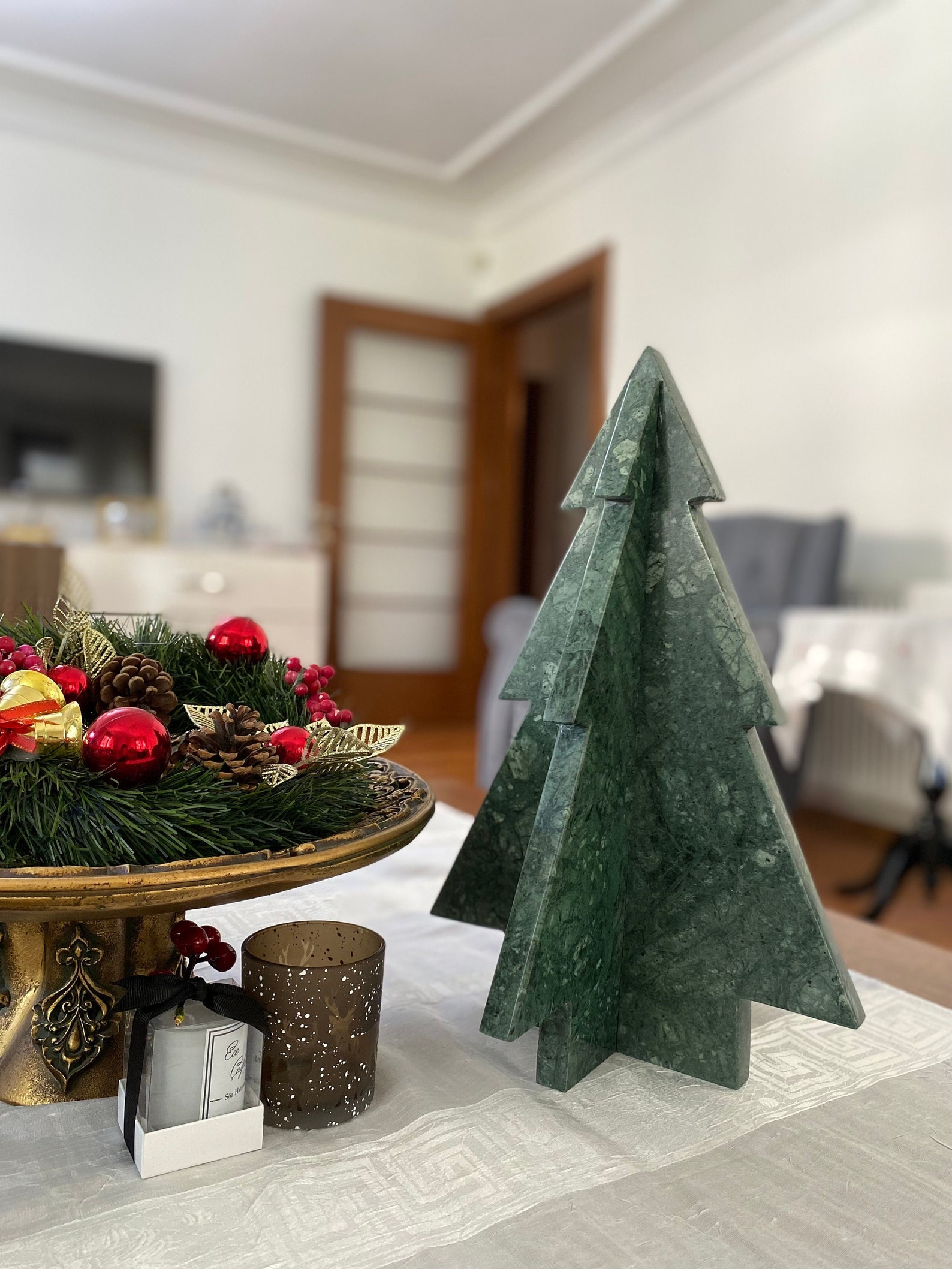 Green Marble Tree, Marble Christmas Tree, Living Room Decoration ...