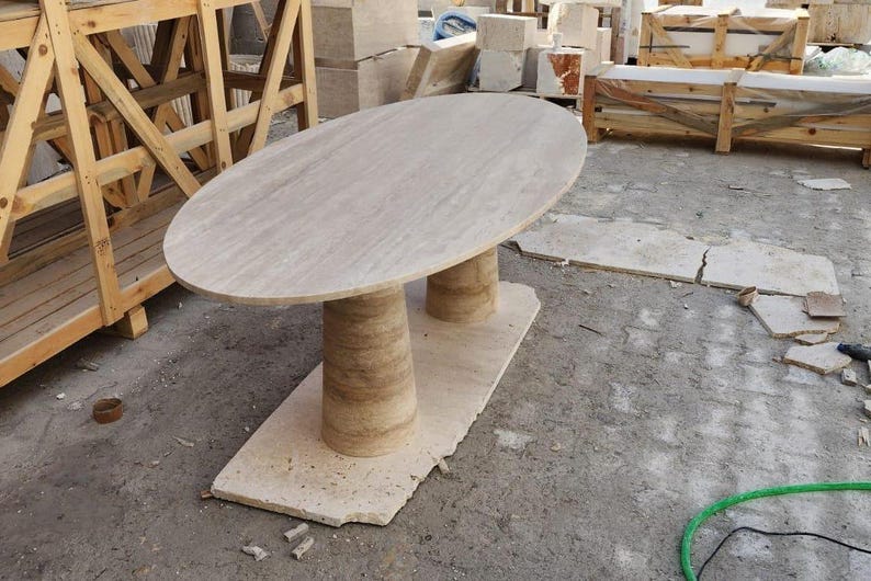 Handmade Travertine Dining Table: Customizable Natural Stone Coffee ...