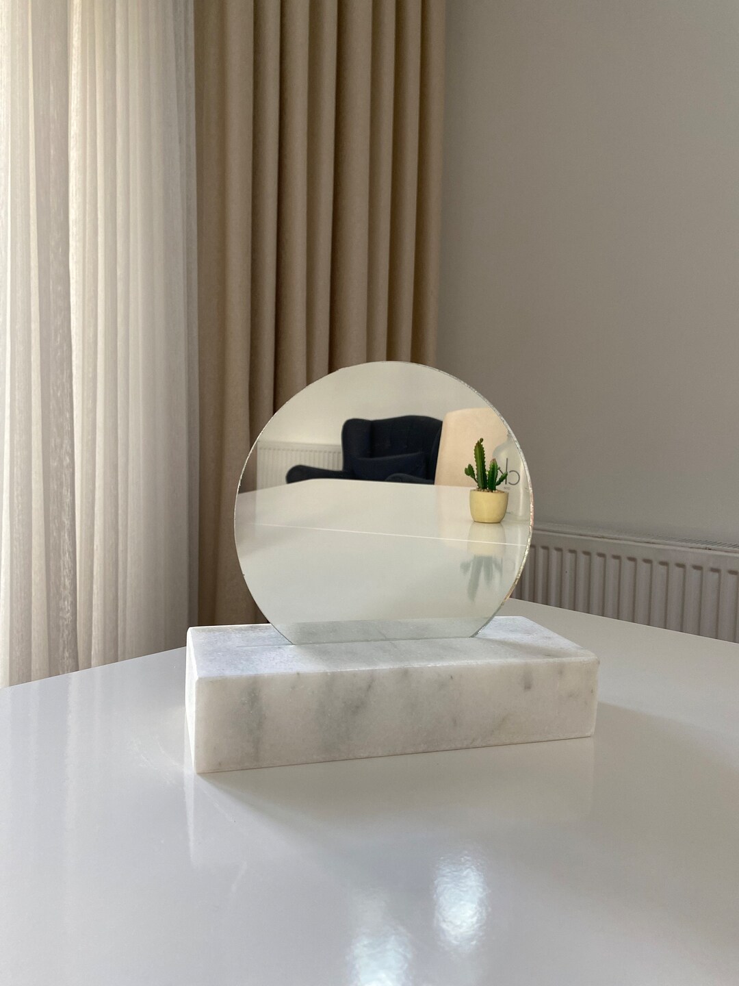 Marble Base Vanity Mirror Makeup Mirror Marble Decor Tabletop Mirror - Etsy