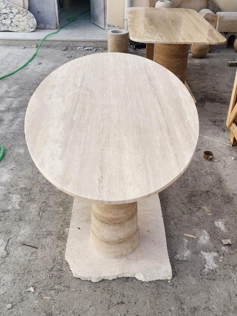 Handmade Travertine Dining Table: Customizable Natural Stone Coffee ...