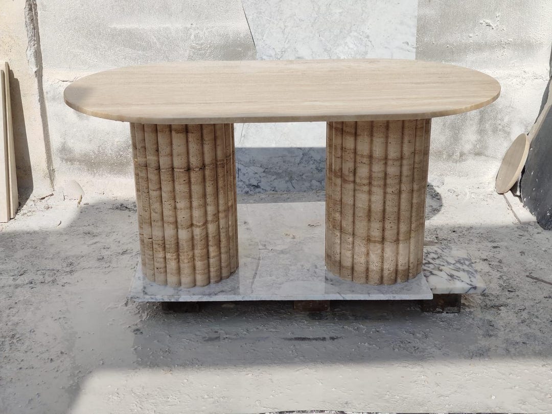 Customizable Travertine Dining Table With Carved Legs (200x100 Cm) - Etsy