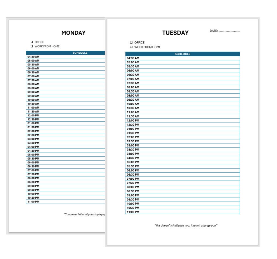 Printable Daily Schedule Tracker Template, A4/A5 Pdf Format, Download ...