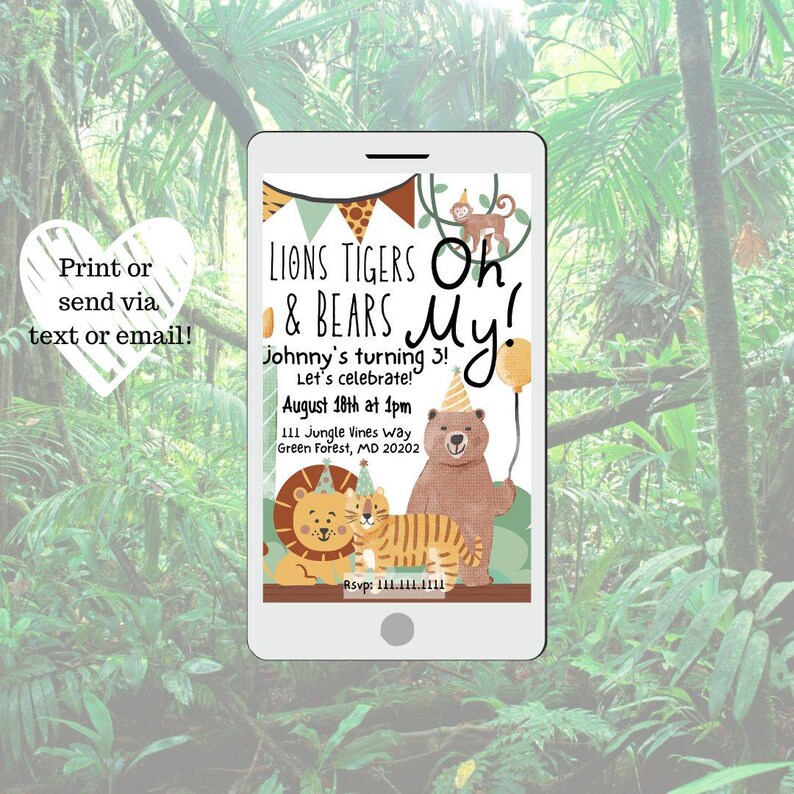 Lions Tigers & Bears, Oh My! Girl or Boy Jungle Forest Themed Birthday ...