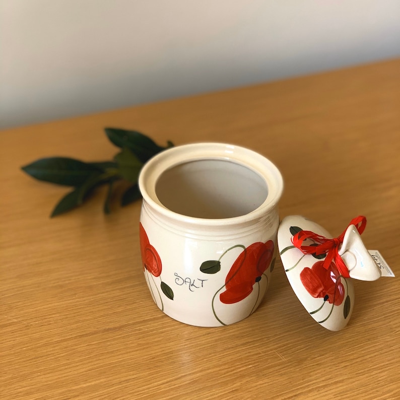 Red Poppy Kitchen Canister Set - Ceramic Jars for Coffee, Tea, Sugar ...