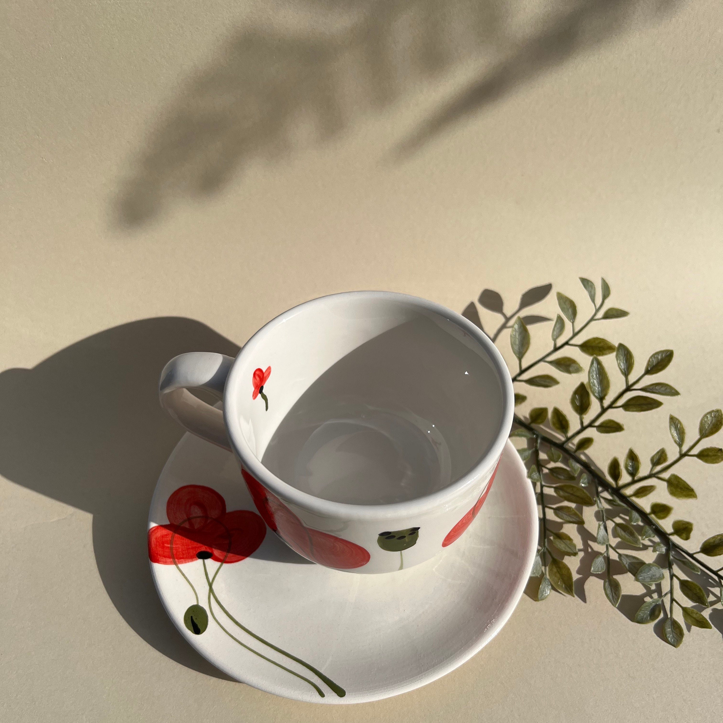 Tea Cup With Poppy / Cup With Poppy / Coffee Cup - Etsy