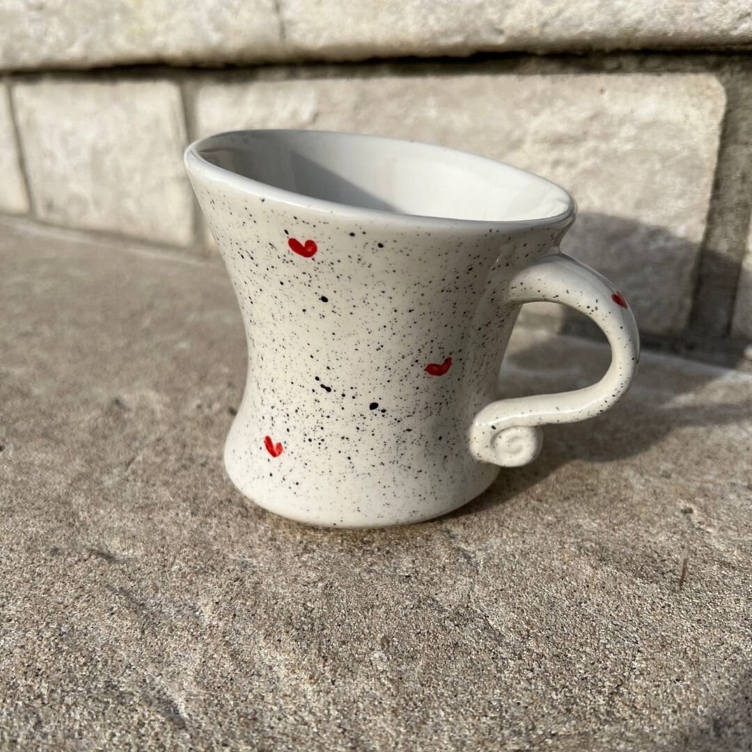 Ceramic Dancing Mug With Red Hearts / Dancing Mug Speckled With Love ...