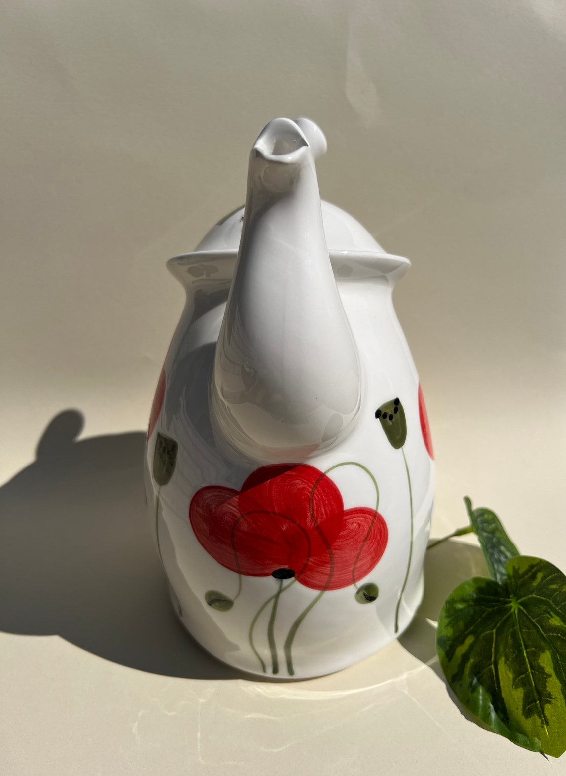 Ceramic Dancing Teapot / Teapot With Red Poopy Flower - Etsy