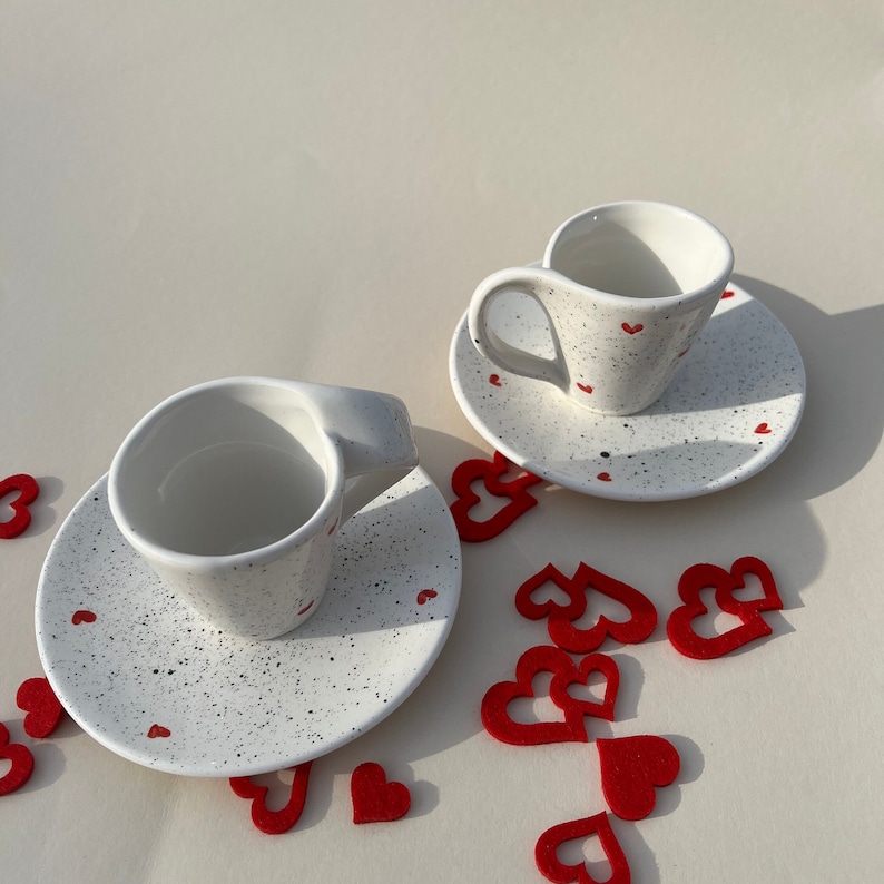 Tasse à expresso avec coeurs /Tasse à expresso en céramique /Tasse à ...