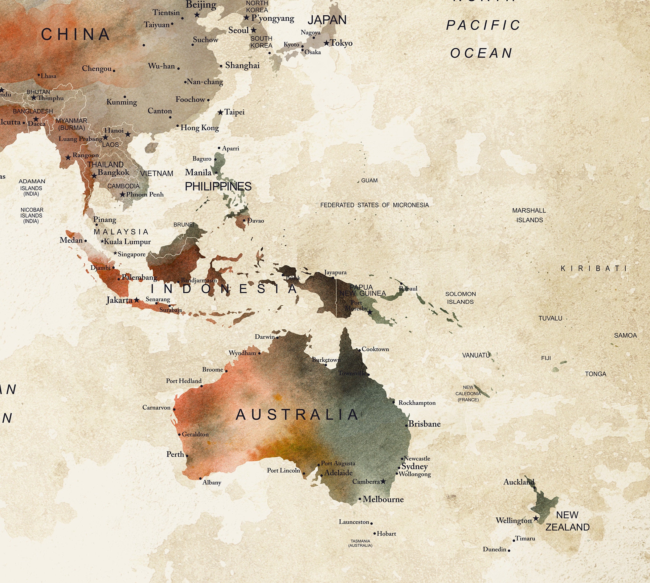 World Map Large Poster Wall Hanging, Push Pin Living Room Map of the ...