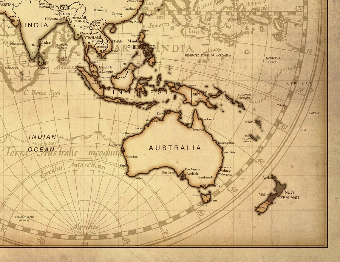 Extra Large Push Pin World Map Sepia Background Map Beige - Etsy