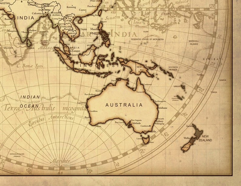 Extra Large Push Pin World Map Sepia Background Map Beige - Etsy