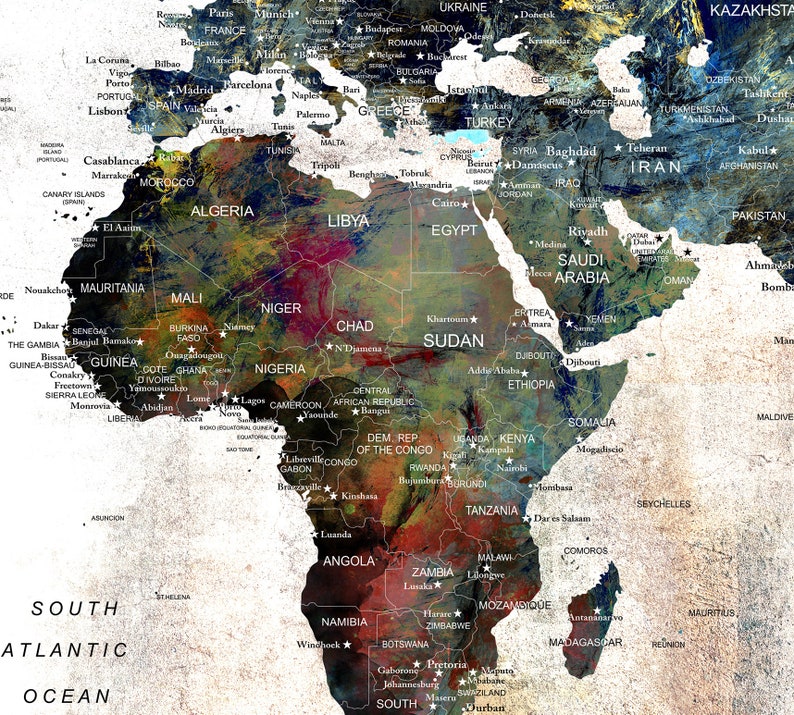 World Map Poster Wall Decor Travel Decor Homeschool - Etsy