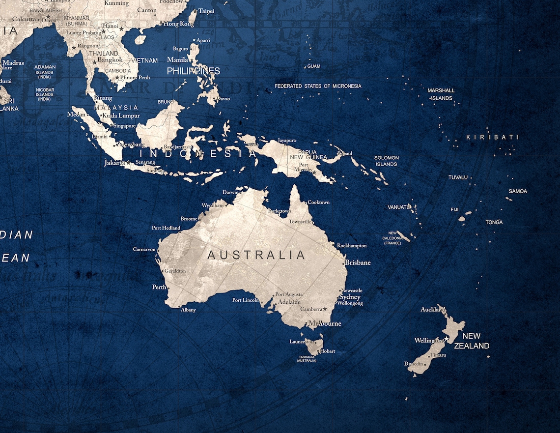 Large Navy Blue World Map Art Poster Abstract Blue Push Pin - Etsy