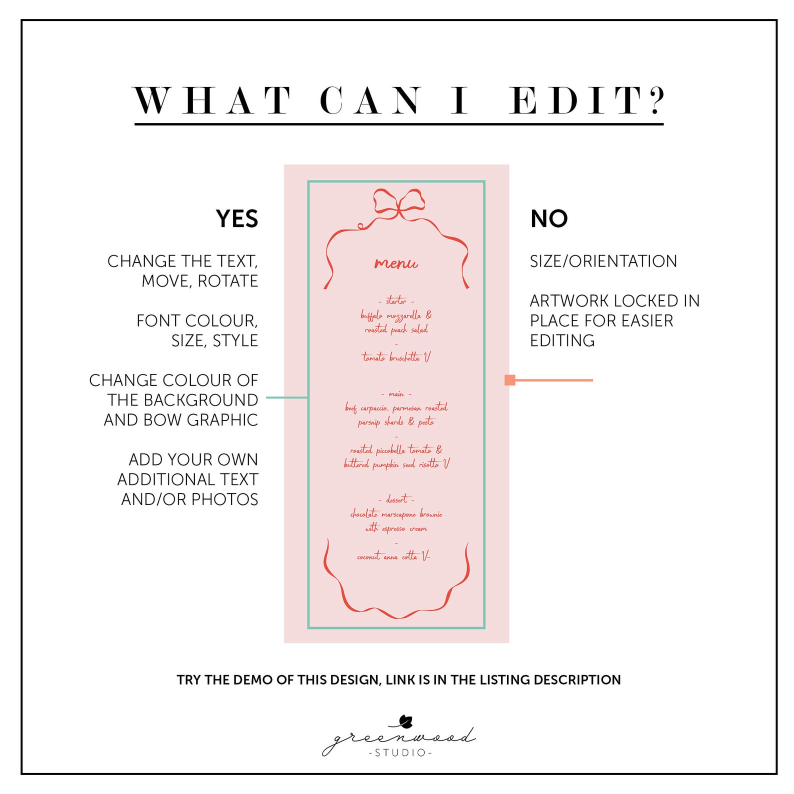 Pink and Red Coquette Bow, Menu Drinks Double-sided Card, Wedding ...