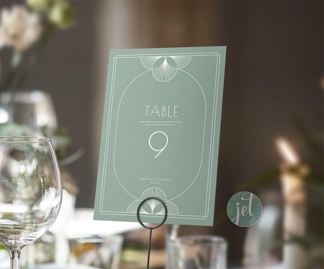 Wedding Table Number/name Card, 'art Deco Fan' Suite, Instant Download ...