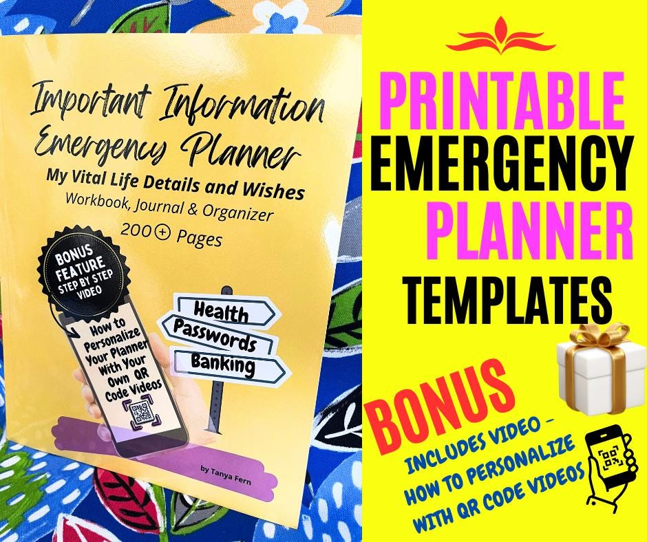 Printable, Interactive QR Code Emergency Planner Binder, "what If ...