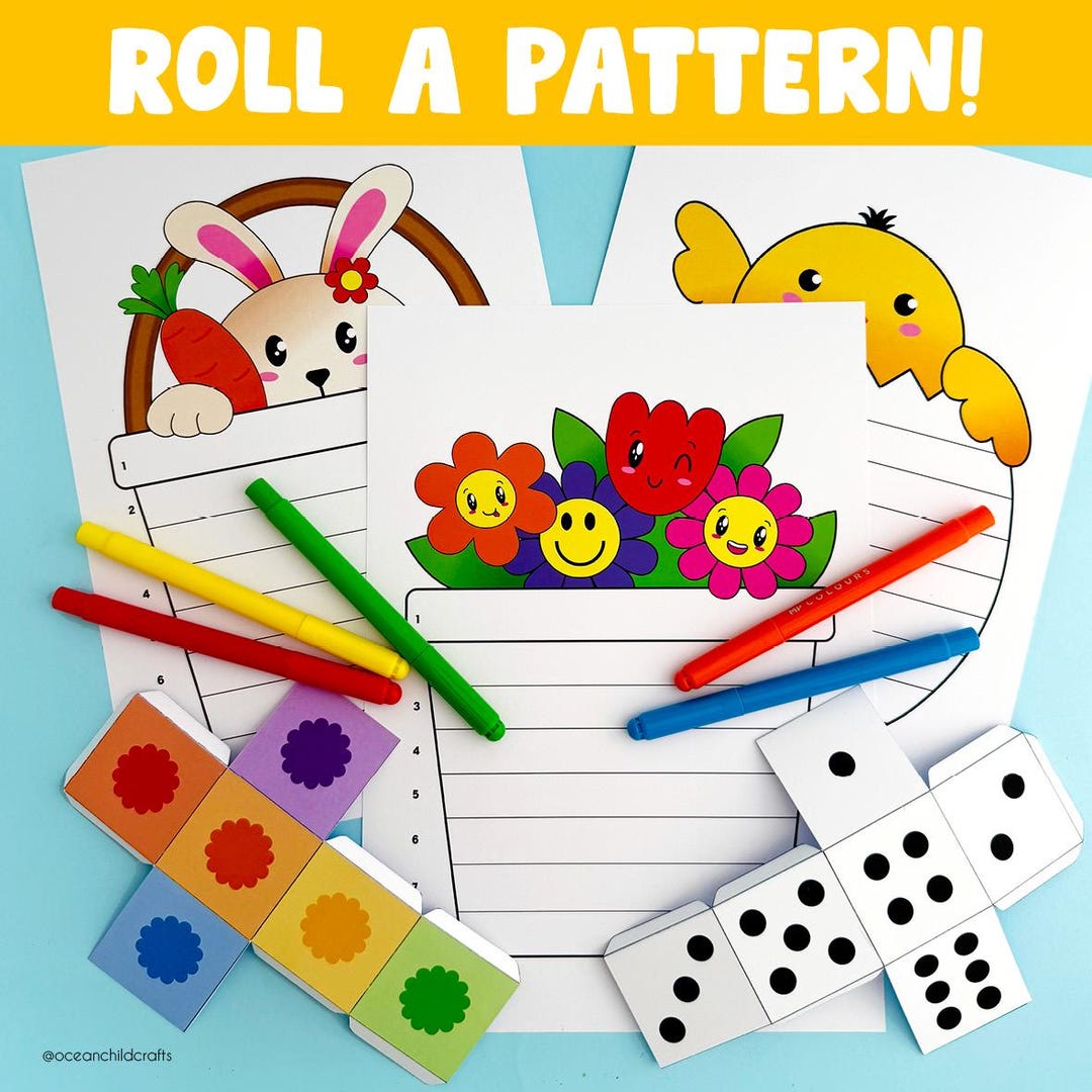 Roll a Pattern Easter Game Printable – Spring Fine Motor Activity for ...