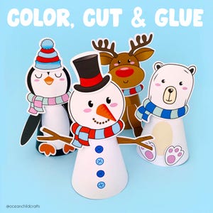 4 Arctic Animal Puppets Winter Craft Printable Low Prep Art Activity ...