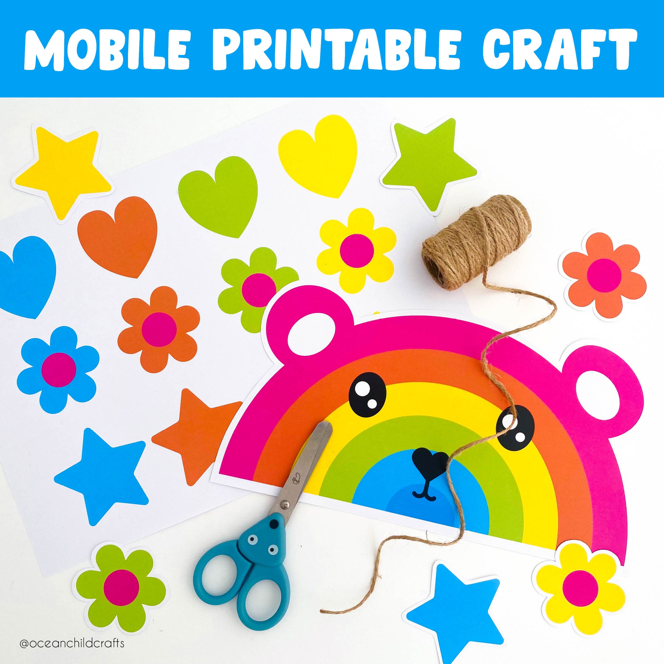DIY Rainbow Mobile Craft Printable Bear Mobile Printable Kids Coloring ...