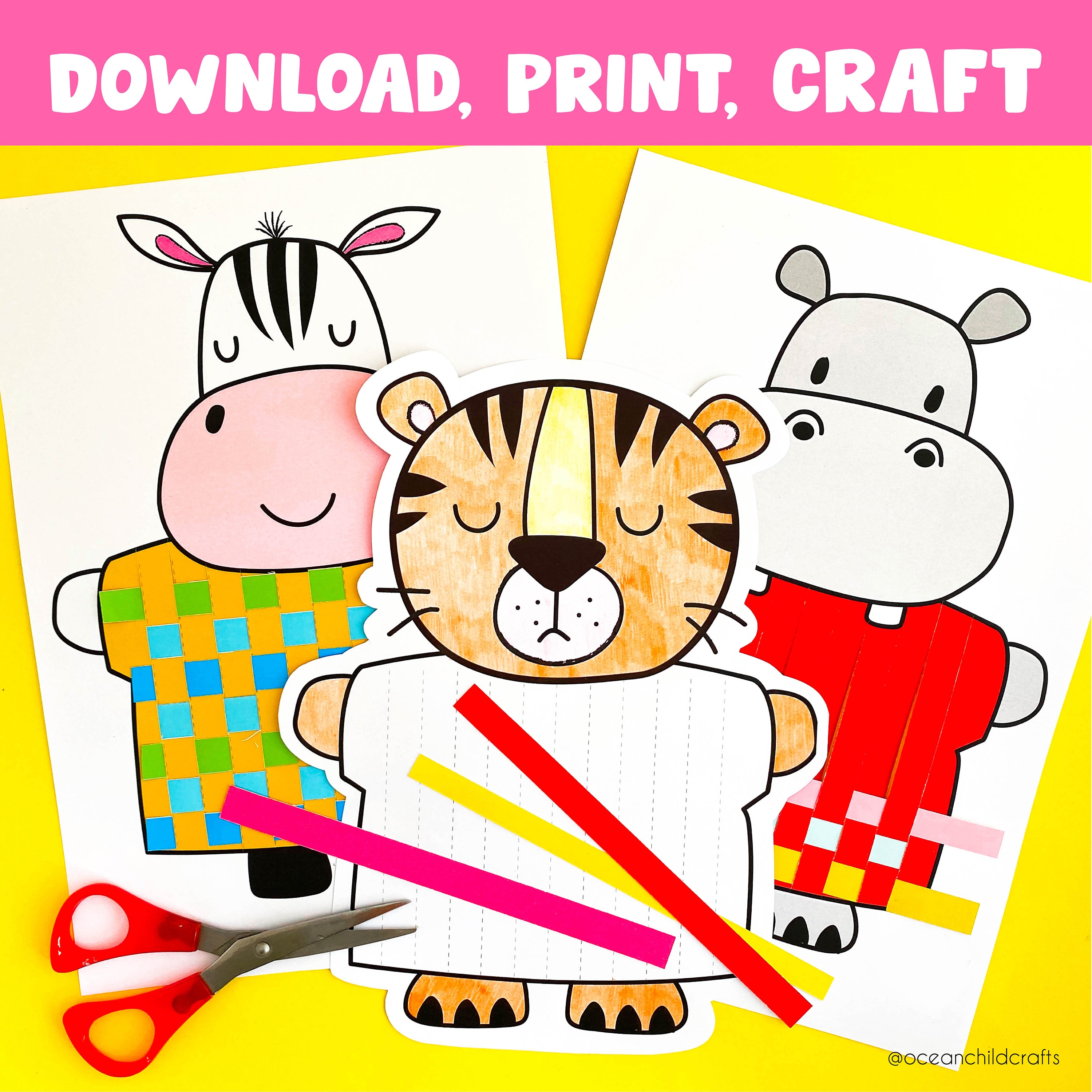 Wild Animals Paper Weaving Craft Printable Kids Paper Animal Preschool ...
