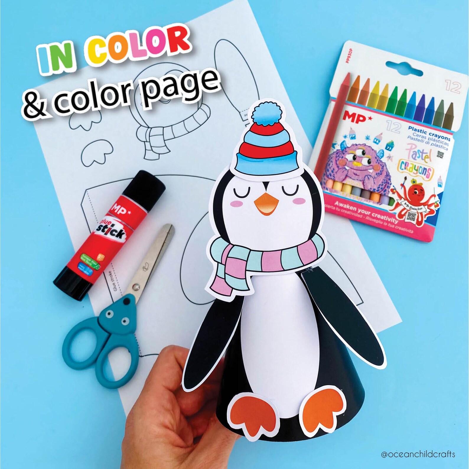 TWO Penguin Crafts for Kids Printable Arctic Penguin Craft Template ...