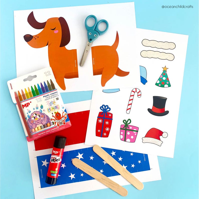 FUN Christmas Activity Dancing Dog Craft Printable, DIY Template ...
