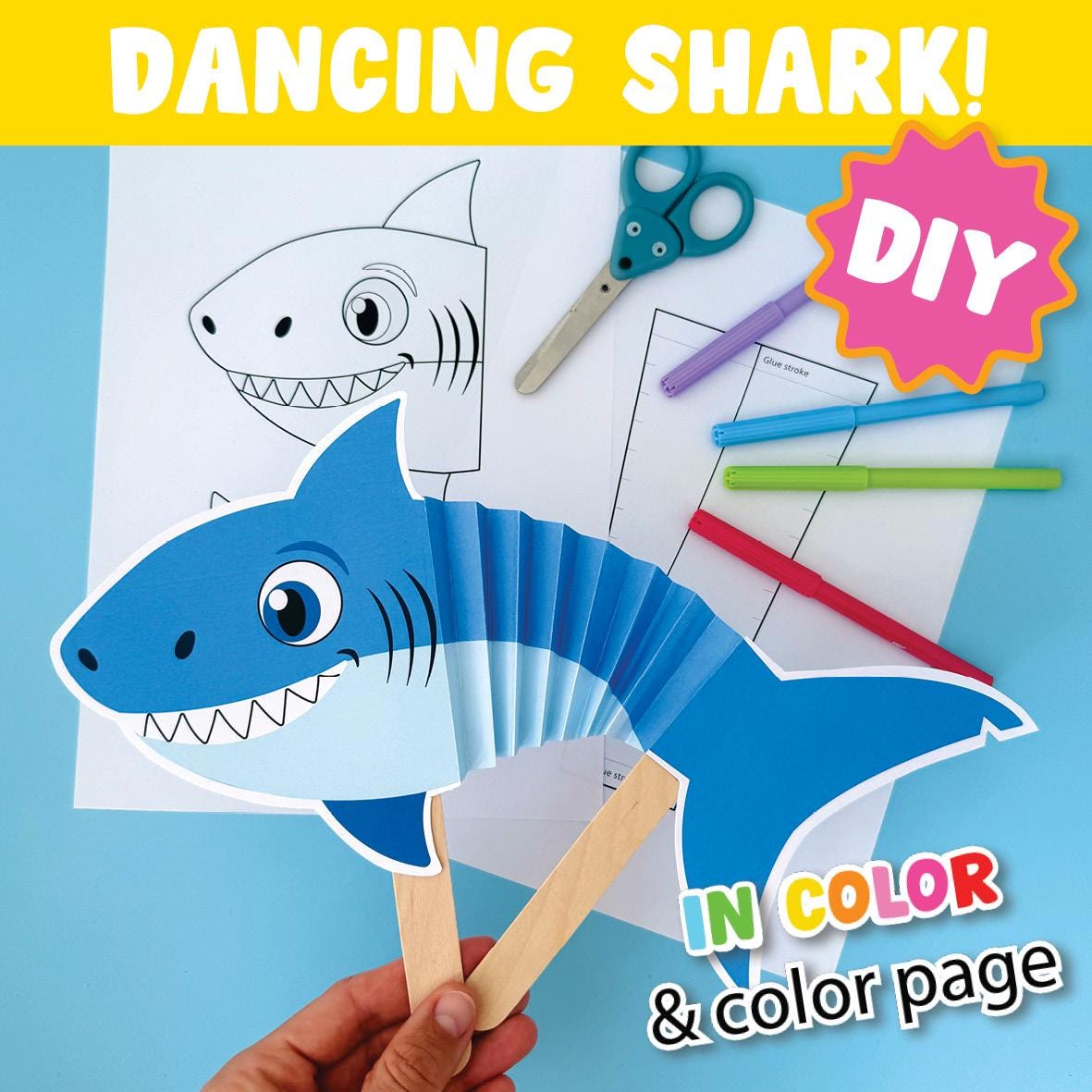 Shark Craft Printable Ocean Animals Coloring Page Activity Summer Camp ...