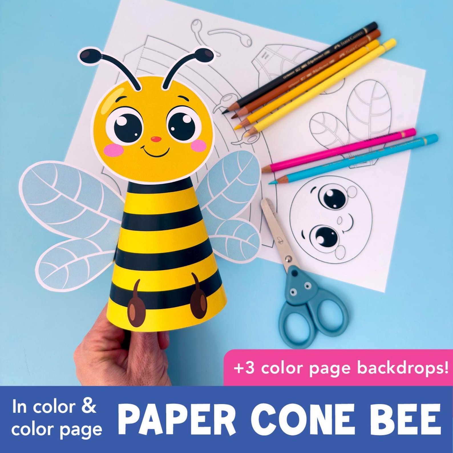 Low Prep Bee Craft Printable | Spring Insect Craft for Kids | Bees Fine ...