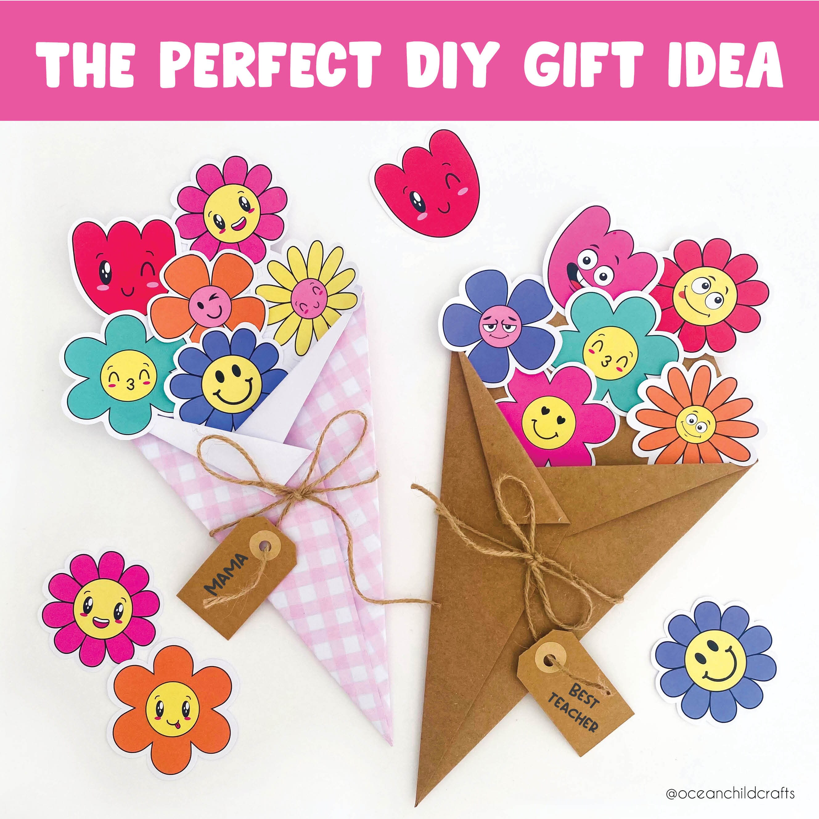 DIY Flower Bouquet Craft Printable Kids Printable Gift Idea Flower ...