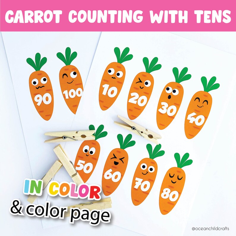 Carrot Counting Clip Cards Printable | Fun Preschool Math Activity ...