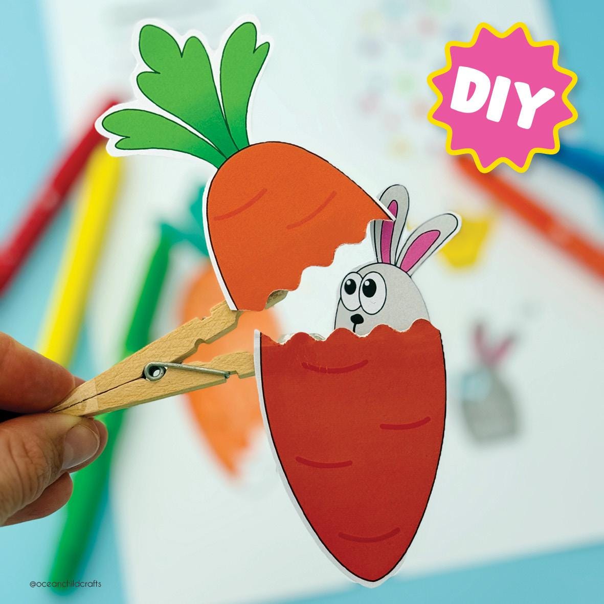 Easter Egg Surprise Craft Printable Color Cut and Glue Bunny Coloring ...