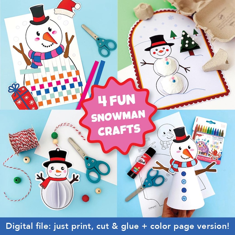 Build a Snowman Paper Craft Template Winter Activity Homeschool Craft ...