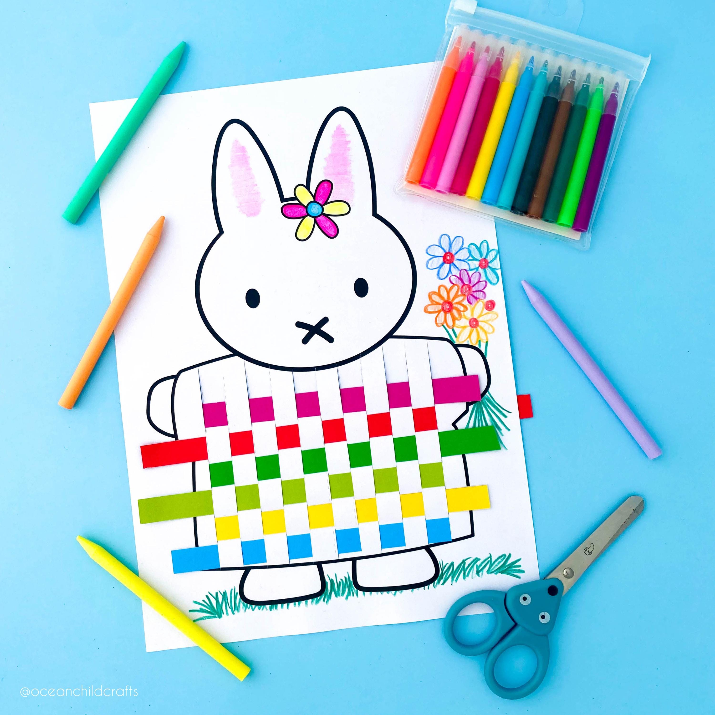 Preschool Bunny Craft Printable and Coloring Page – Paper Weaving Bunny ...