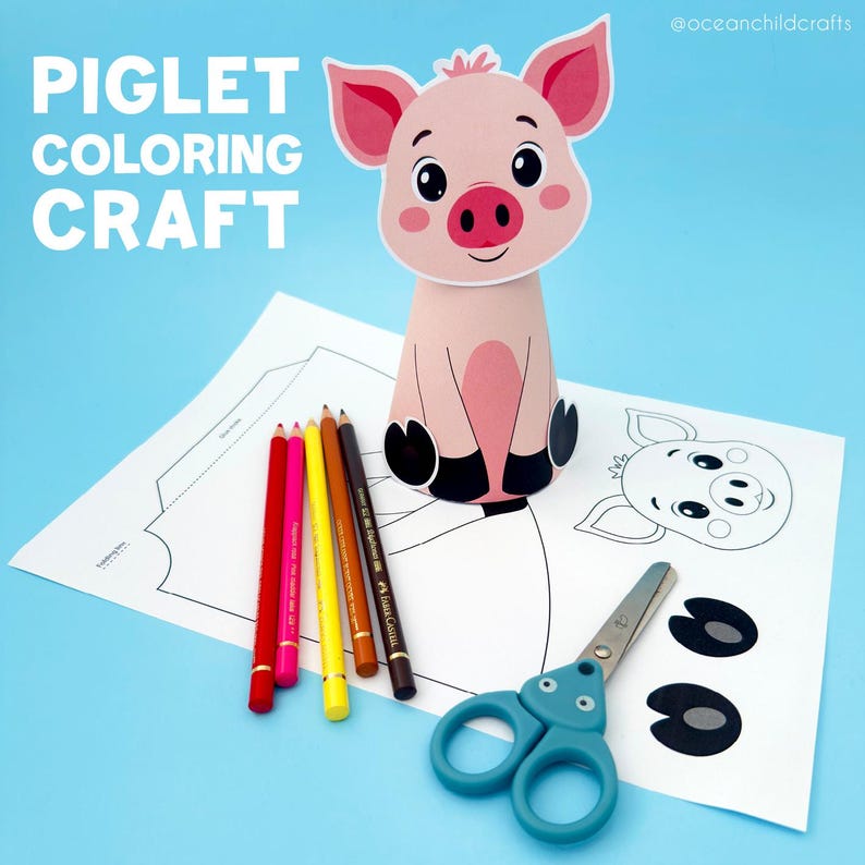Paper Cone Pig Craft Printable | Farm Animal Piglet Craft for Kids ...
