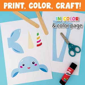 Fun Narwhal Printable Craft Activity, Build a Narwhal Template, Ocean ...
