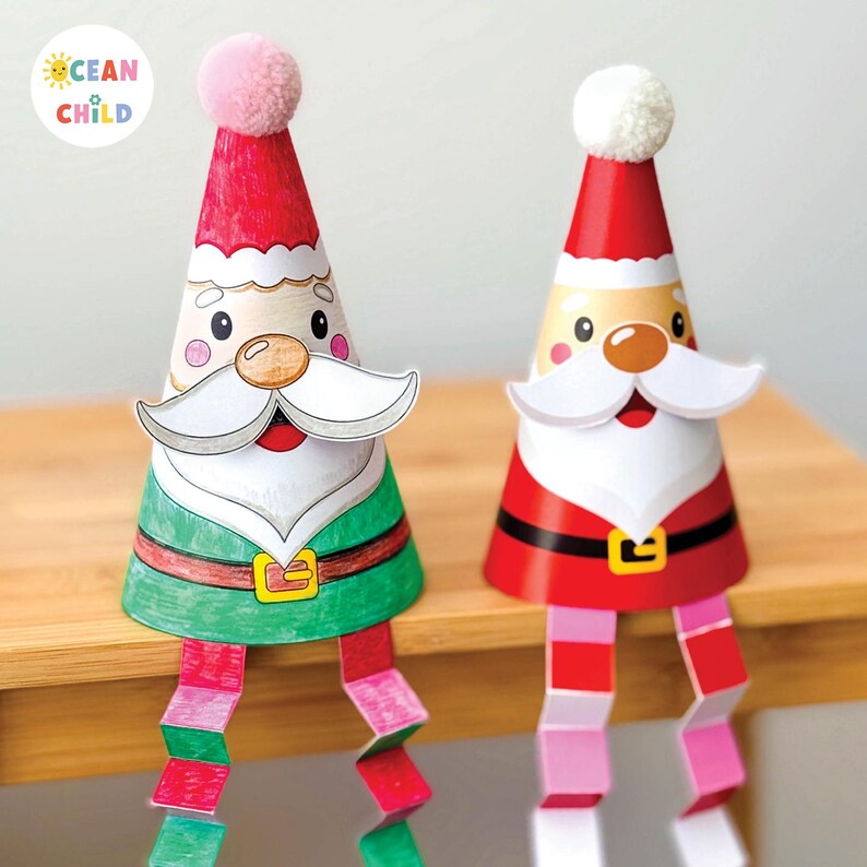 Printable Santa Craft + Coloring Page | Christmas Kids Activity Print ...