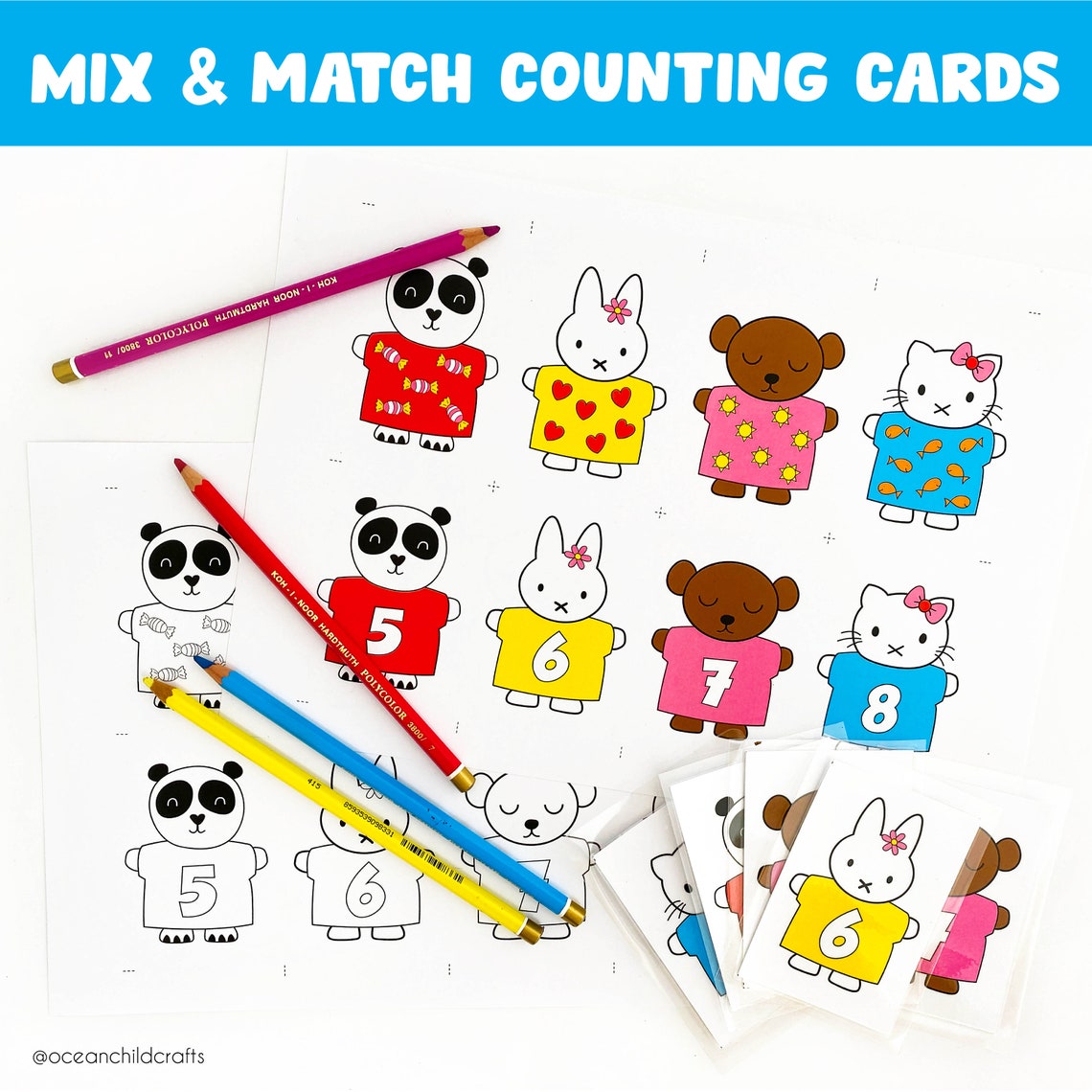 Animal Number Flashcards Printable Kids Counting Flash Cards Preschool ...