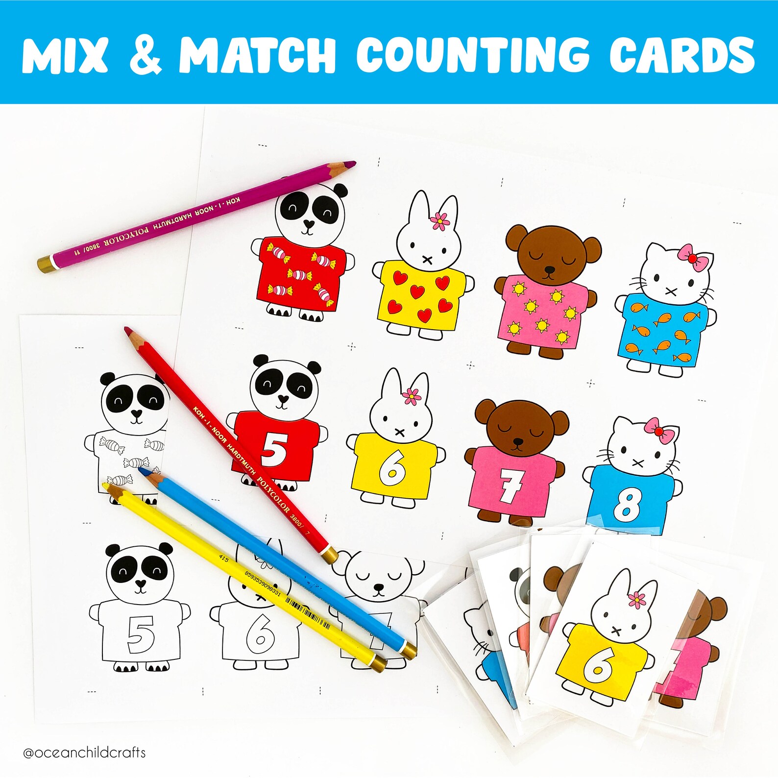 Animal Number Flashcards Printable Kids Counting Flash Cards Preschool ...