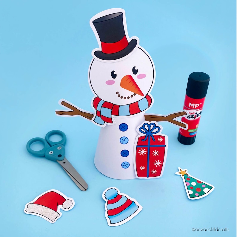 Build a Snowman Paper Craft Template Winter Activity Homeschool Craft ...