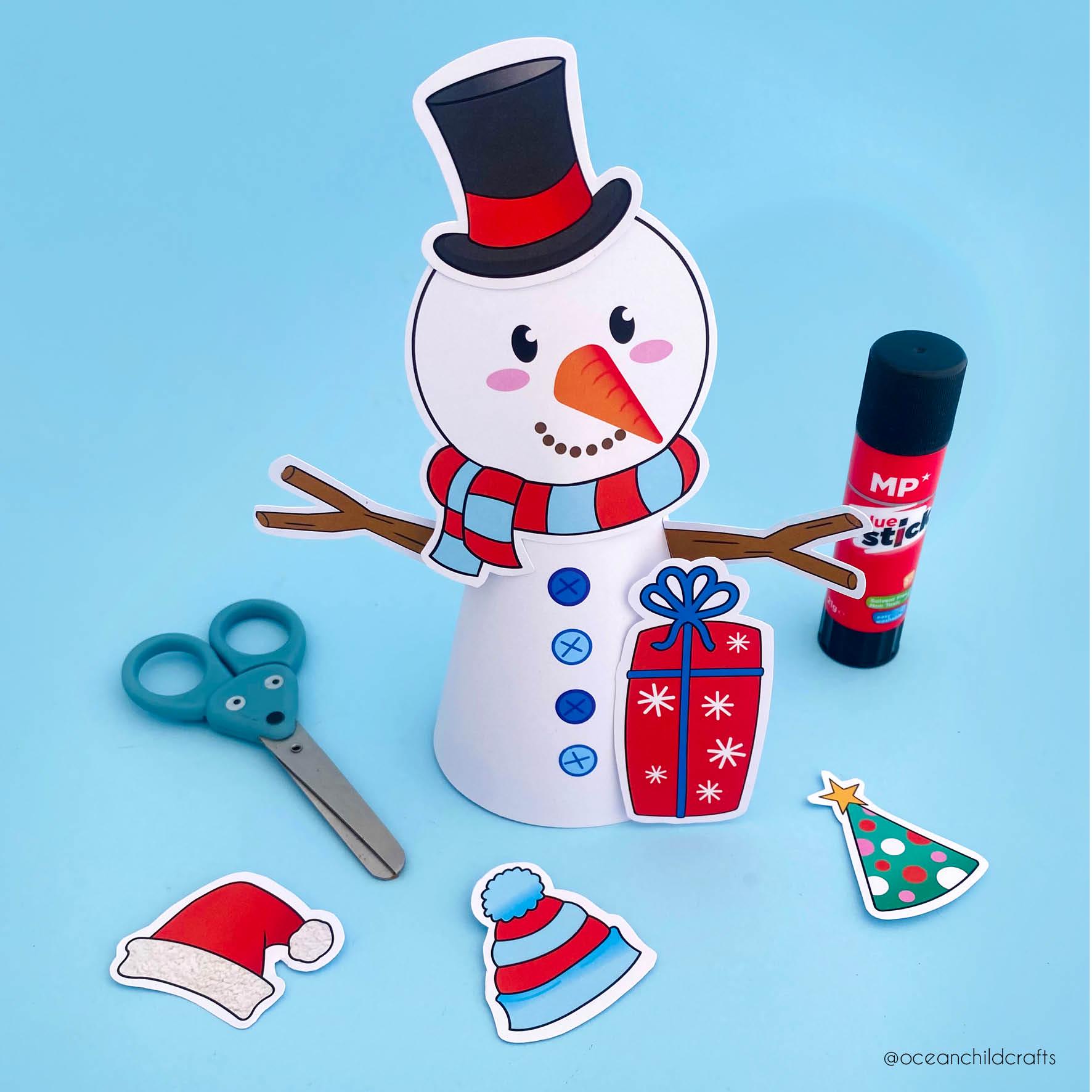 Build a Snowman Paper Craft Template Winter Activity Homeschool Craft ...