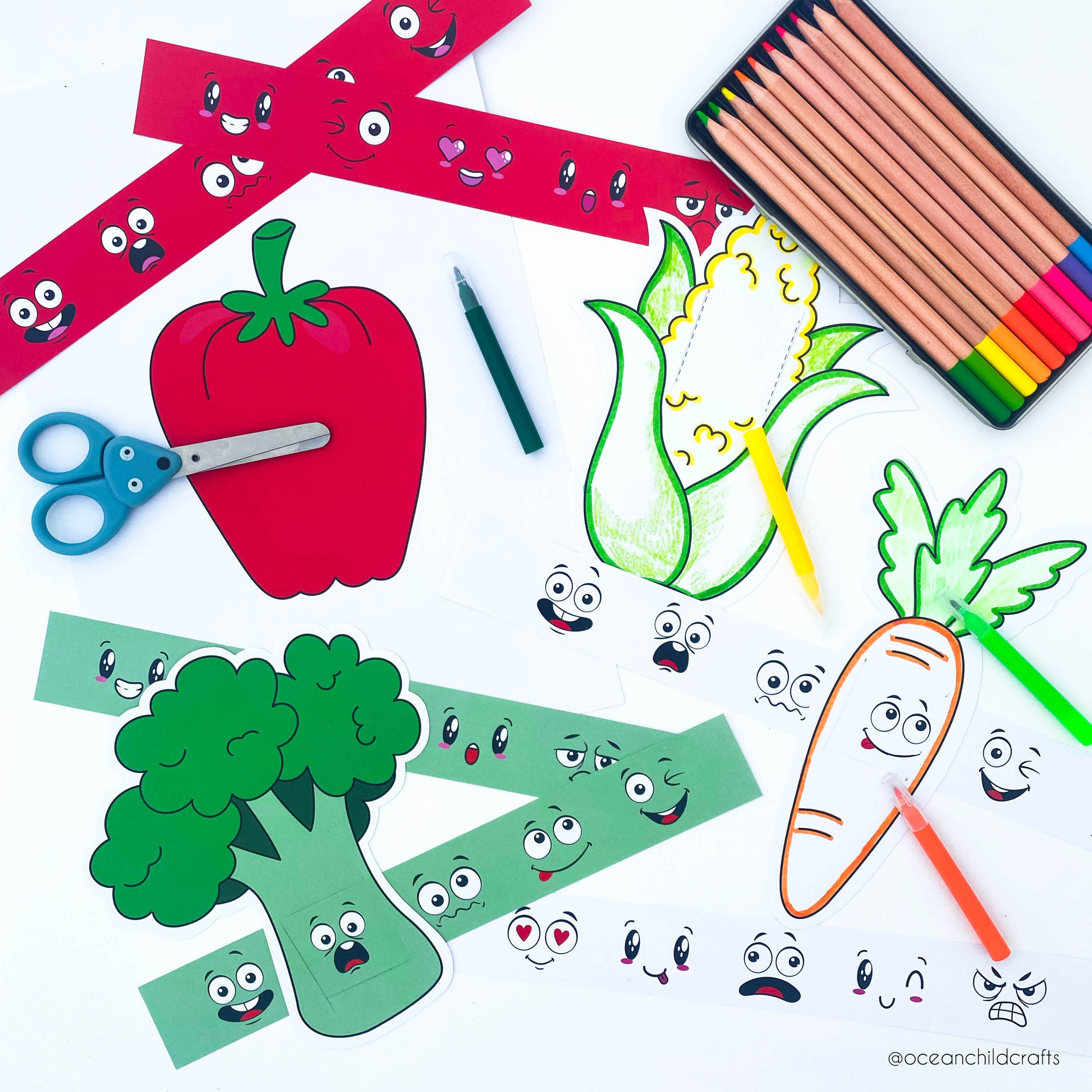 Emotions Activity Kids Printable Vegetable Coloring Activity Feelings ...