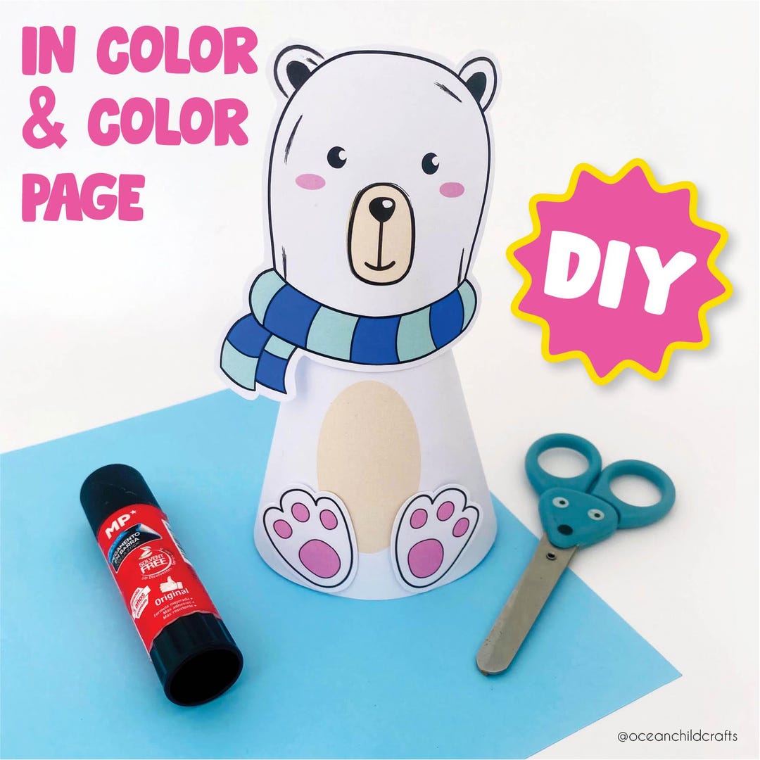 Polar Bear Winter Craft: Printable Christmas Puppet (digital Download ...