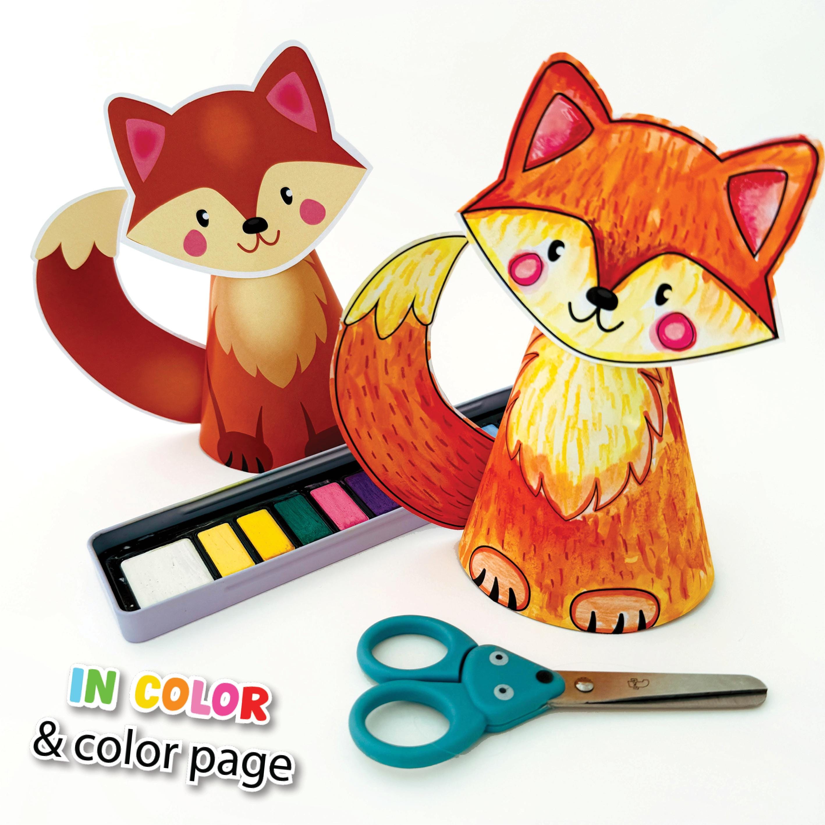 Fox Craft Printable Fall Woodland Animal Activity, Kids Coloring & Cut ...