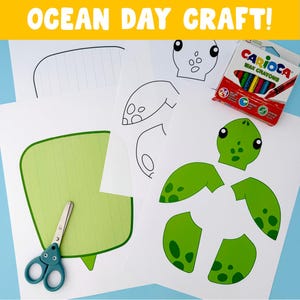 Sea Turtle Craft Printable Summer Activity Kids Ocean Day Template Fine ...