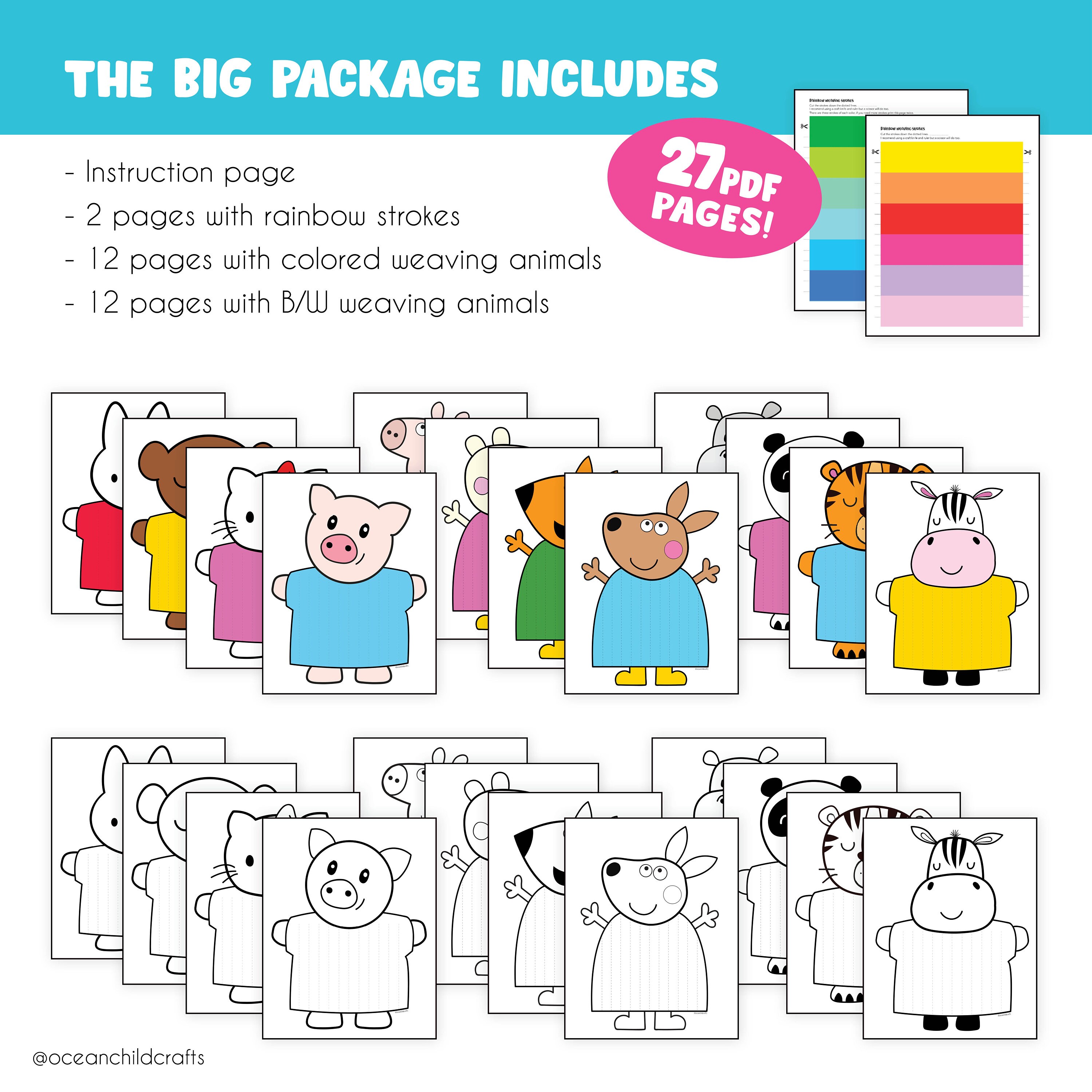 BIG Craft Package Animal Weaving Printable Kids Preschool Craft ...