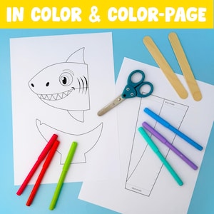 Shark Craft Printable Ocean Animals Coloring Page Activity Summer Camp ...