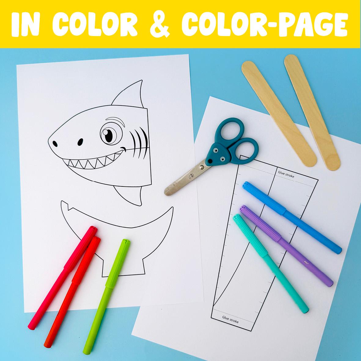 Shark Craft Printable Ocean Animals Coloring Page Activity Summer Camp ...