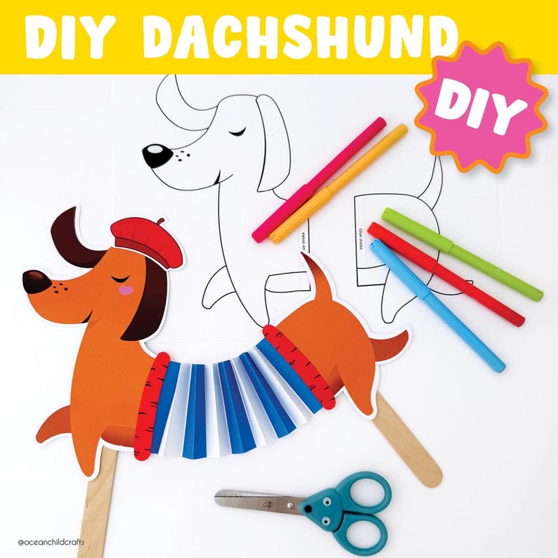 Dancing Dog Craft for Kids Pets Activities Cut & Color Printable ...