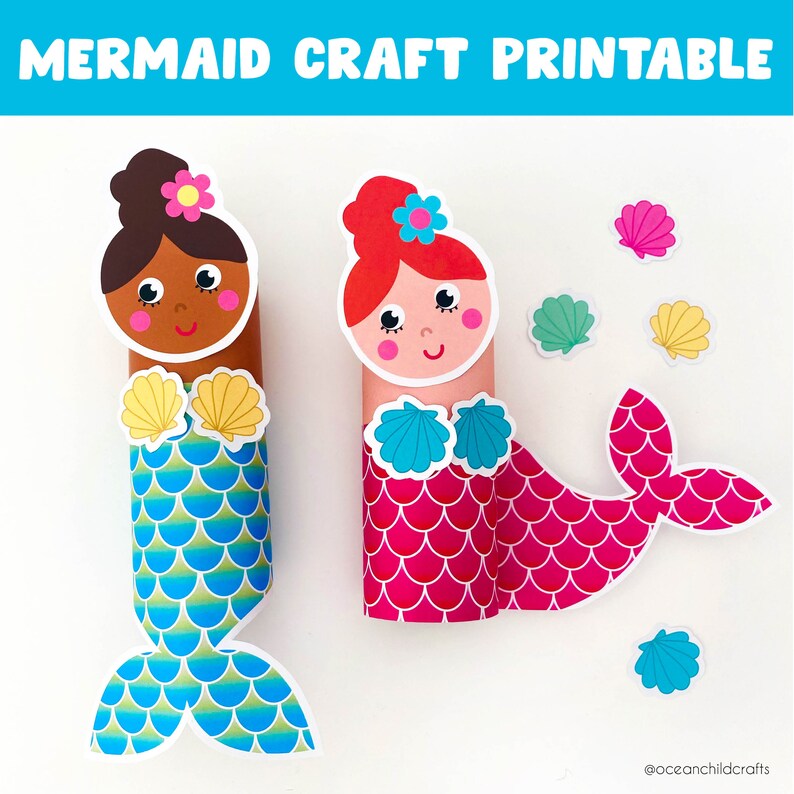 Big Bundle Mermaid Craft Activity Summer Camp Coloring Page Little ...